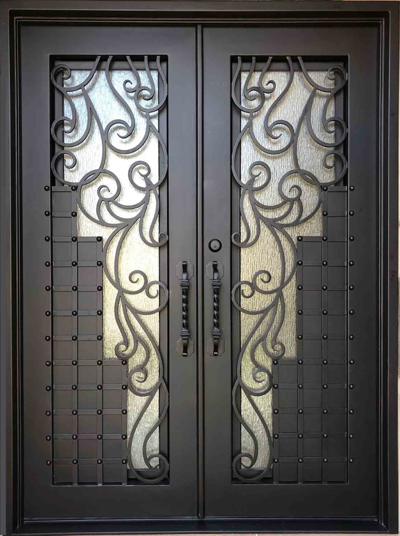 Poppy Doors | Flat Top Dual Panel Glass Iron Doors - SFV