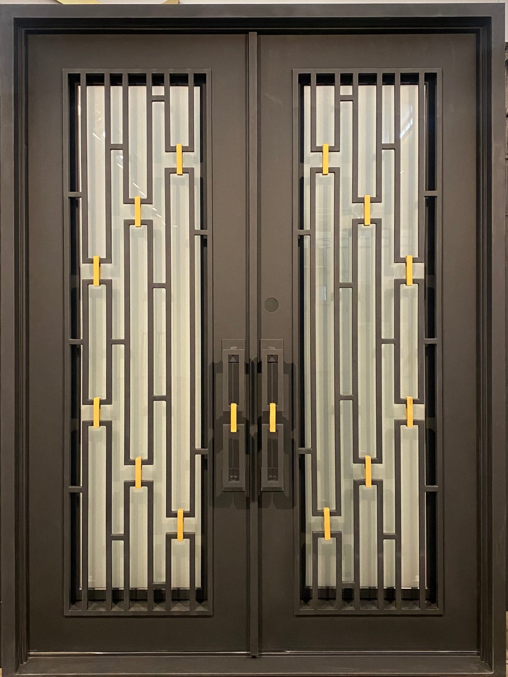 Diamond Double Entry Wrought Iron Door | Iron Front Doors
