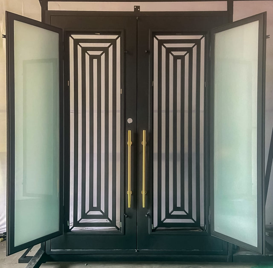 IVY -modern flat top, prehung, removable bug screen, front entry doubl