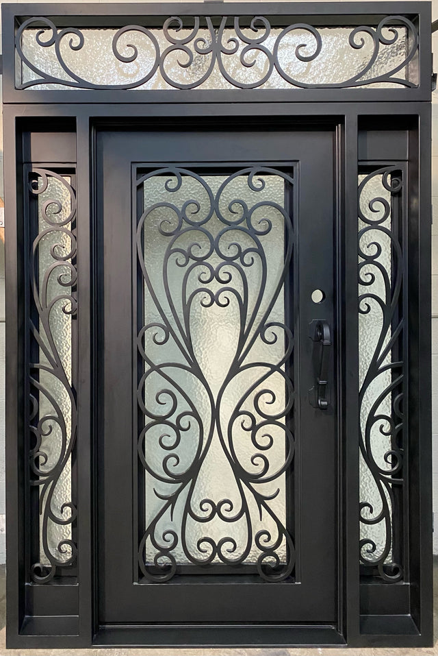 AZALEA - Flat Top Iron Door with Bug Screens-38 1/2 x 97 Wrought Iron ...